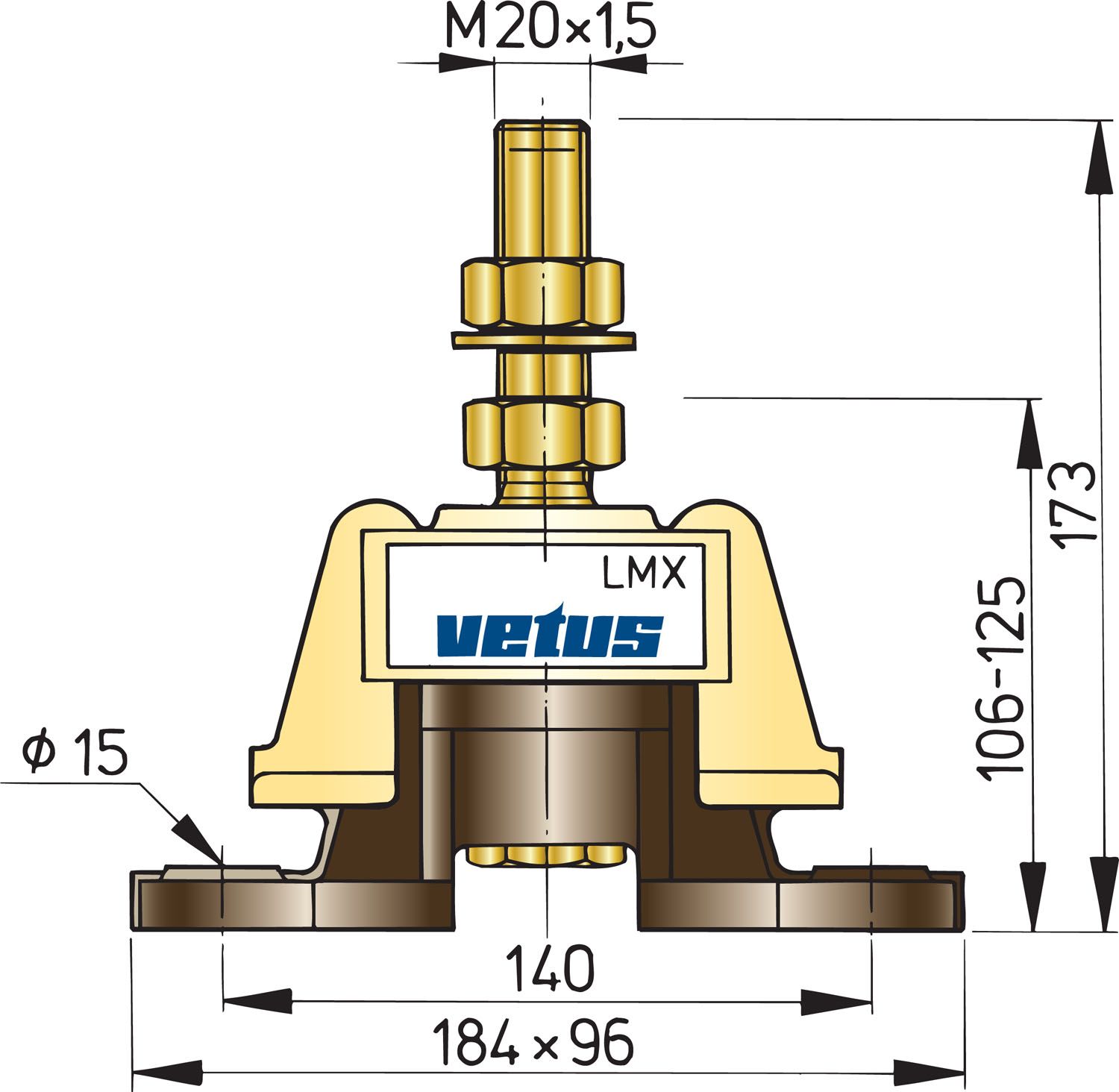 VETUS flexible engine mounting type LMX500 - VETUS