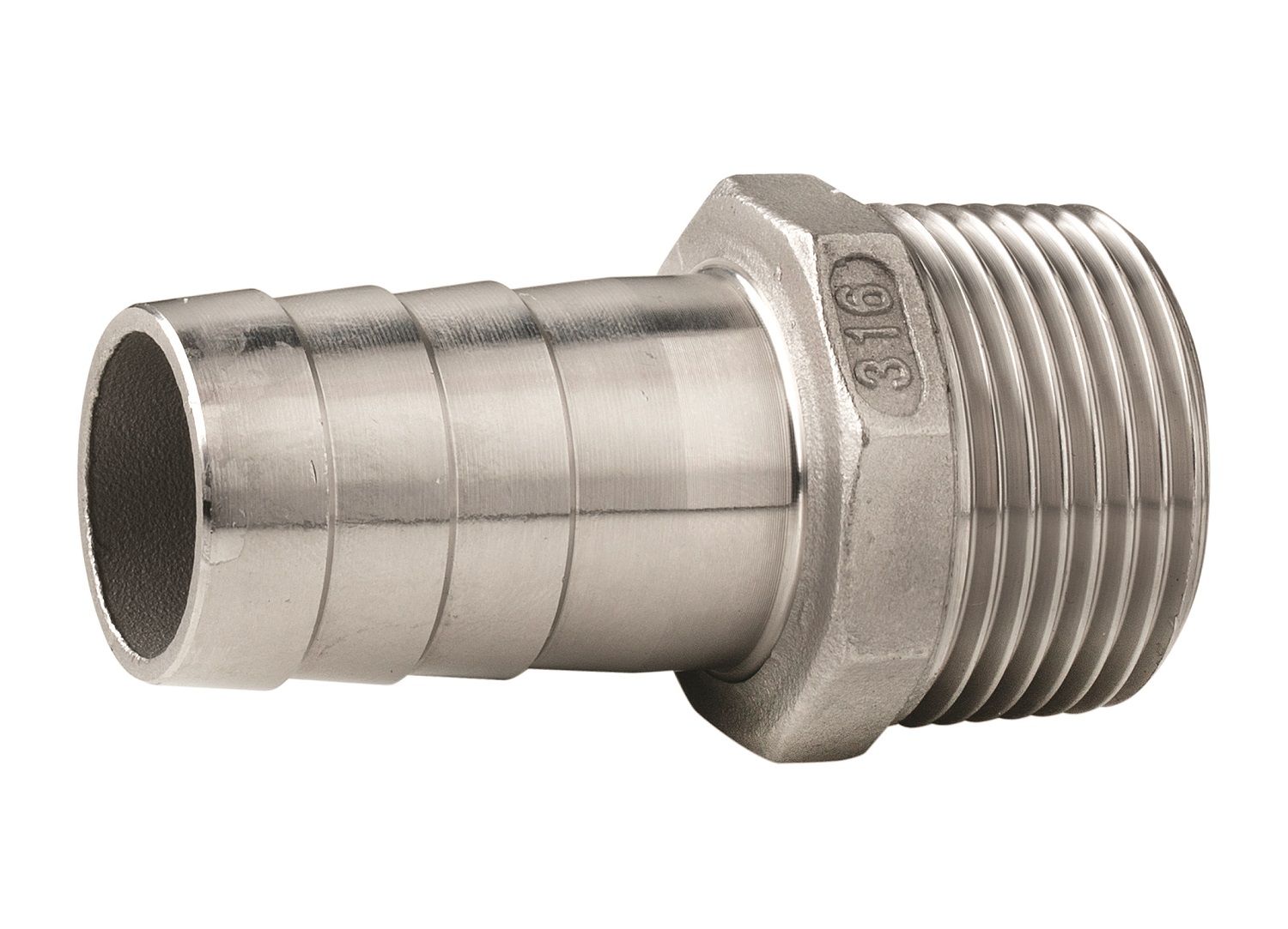 Hose connector, stainless steel, male thread, G1'', hose Ø 25 mm - VETUS