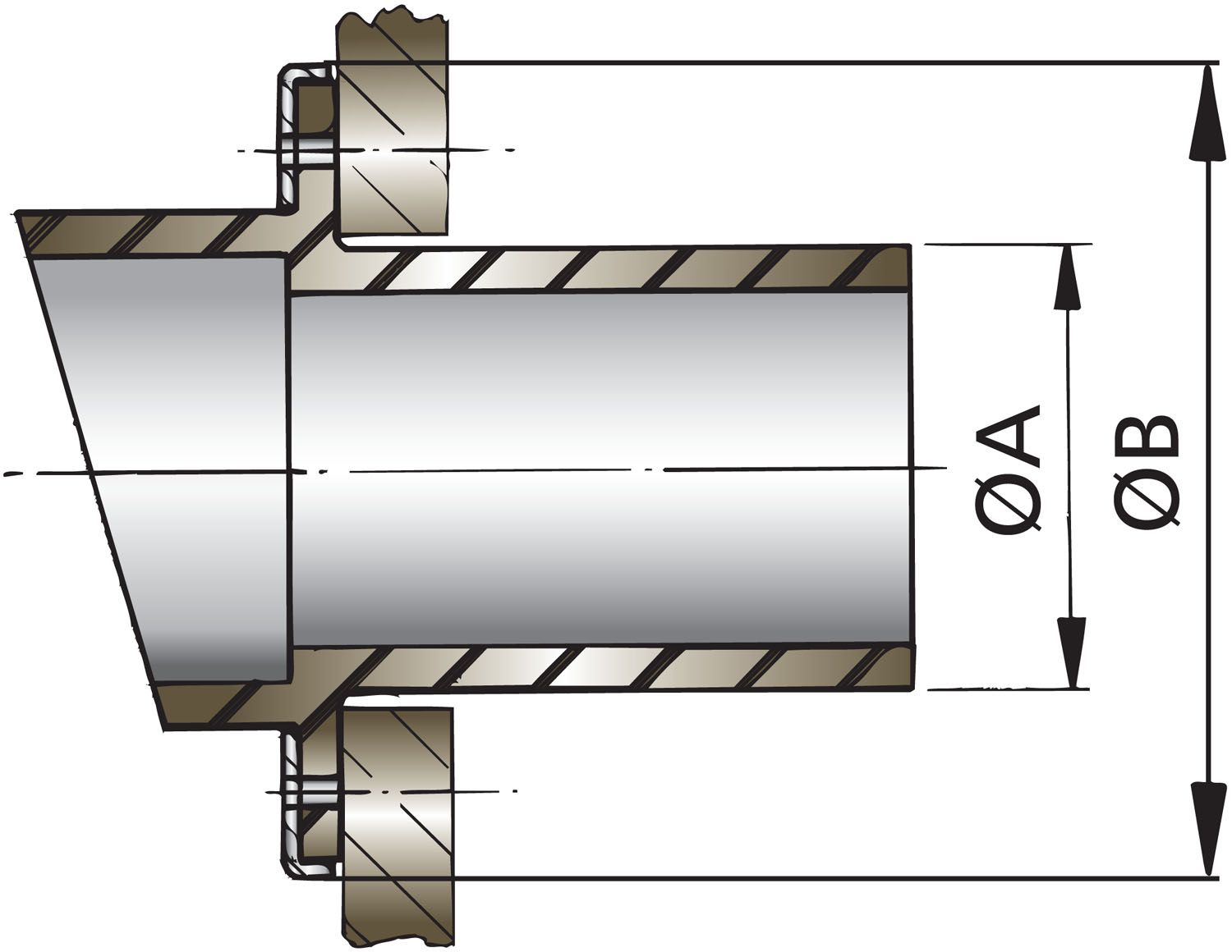 VETUS rubber transom exhaust connection, 50mm - VETUS